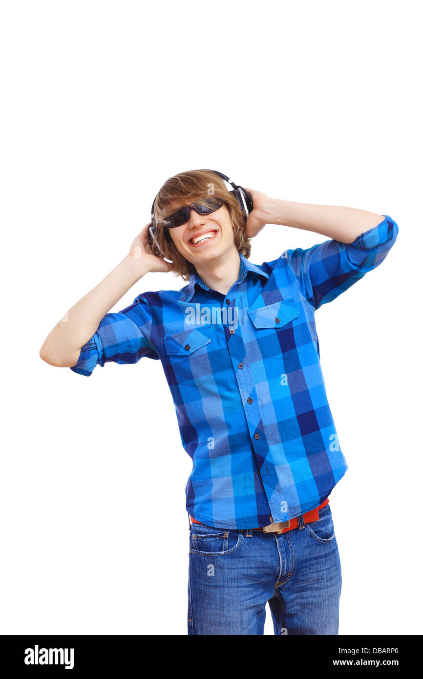 Happy smiling young man dancing Stock Photo - Alamy