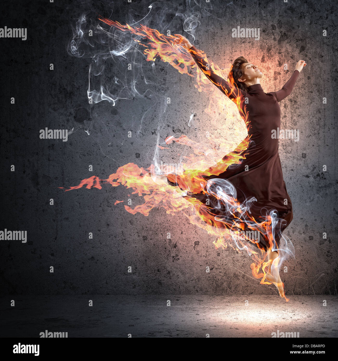 Girl in color dress dancing.Collage Stock Photo - Alamy