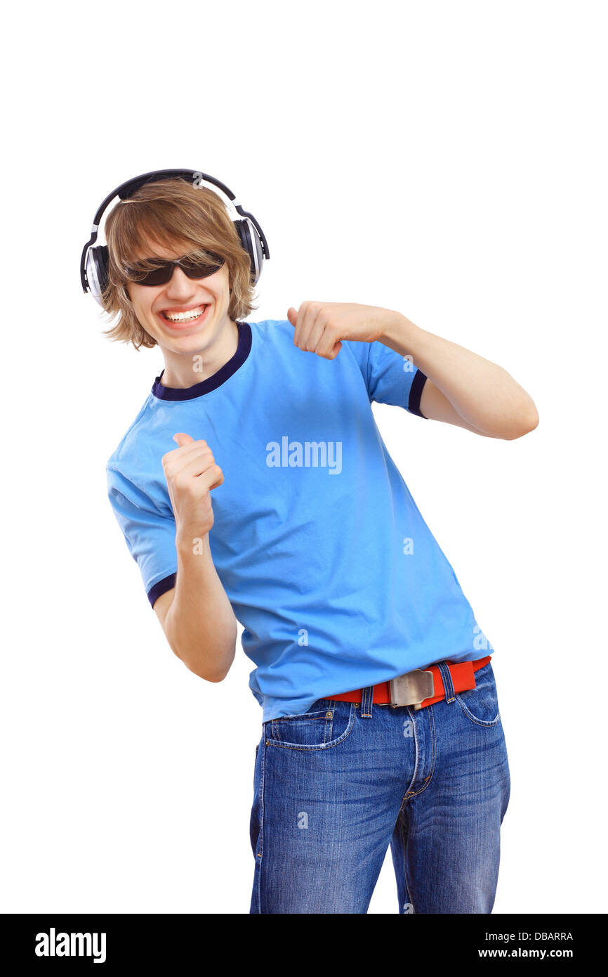 Happy smiling young man dancing Stock Photo - Alamy