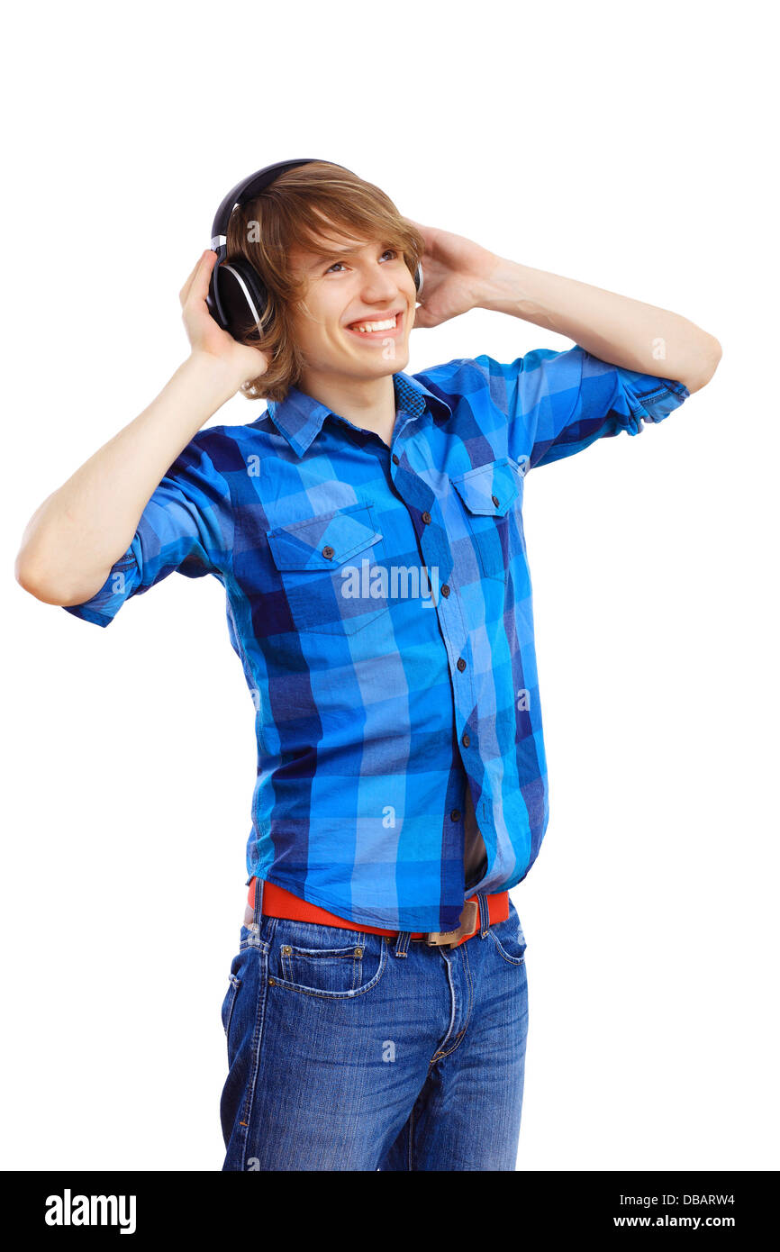 Happy smiling young man dancing Stock Photo - Alamy