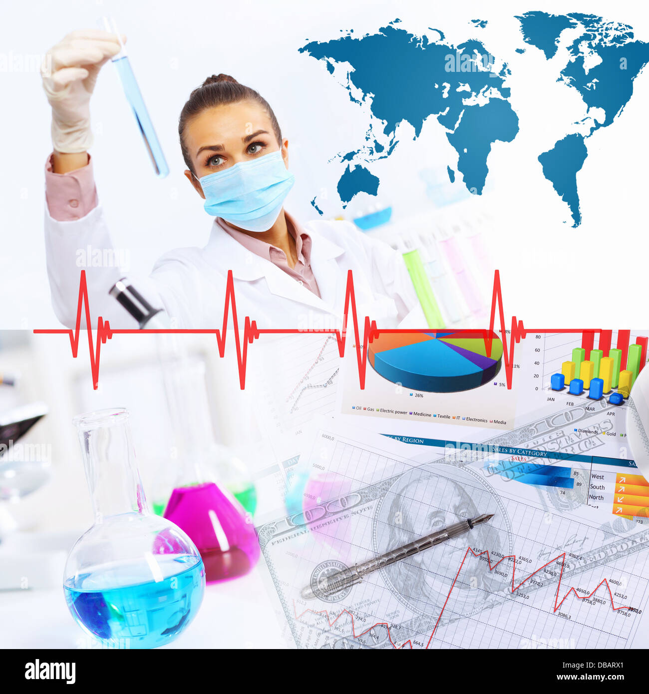 Collage with scientist in laboratory Stock Photo - Alamy