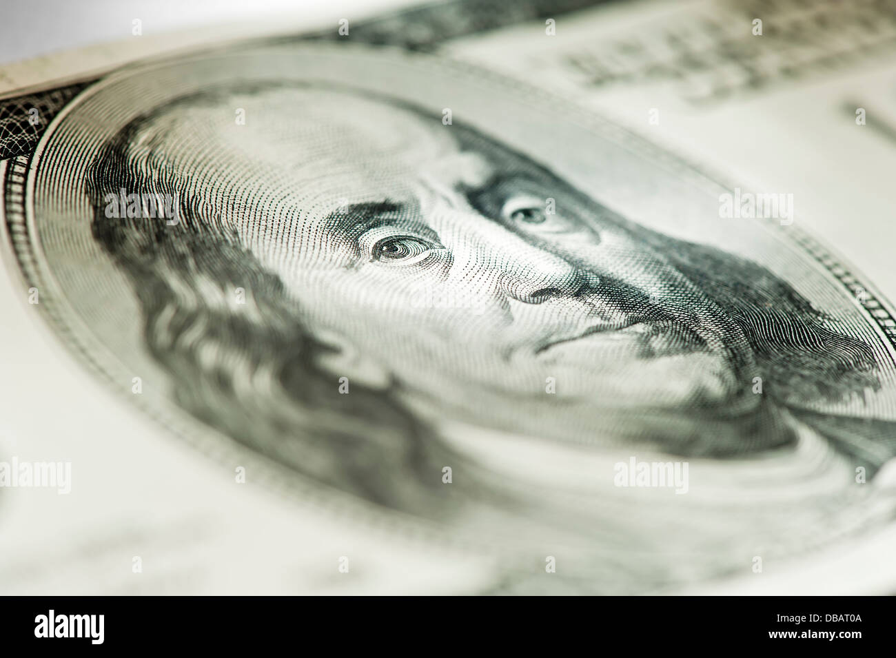 Portrait of Benjamin Franklin on the hundred dollar bill Stock Photo ...