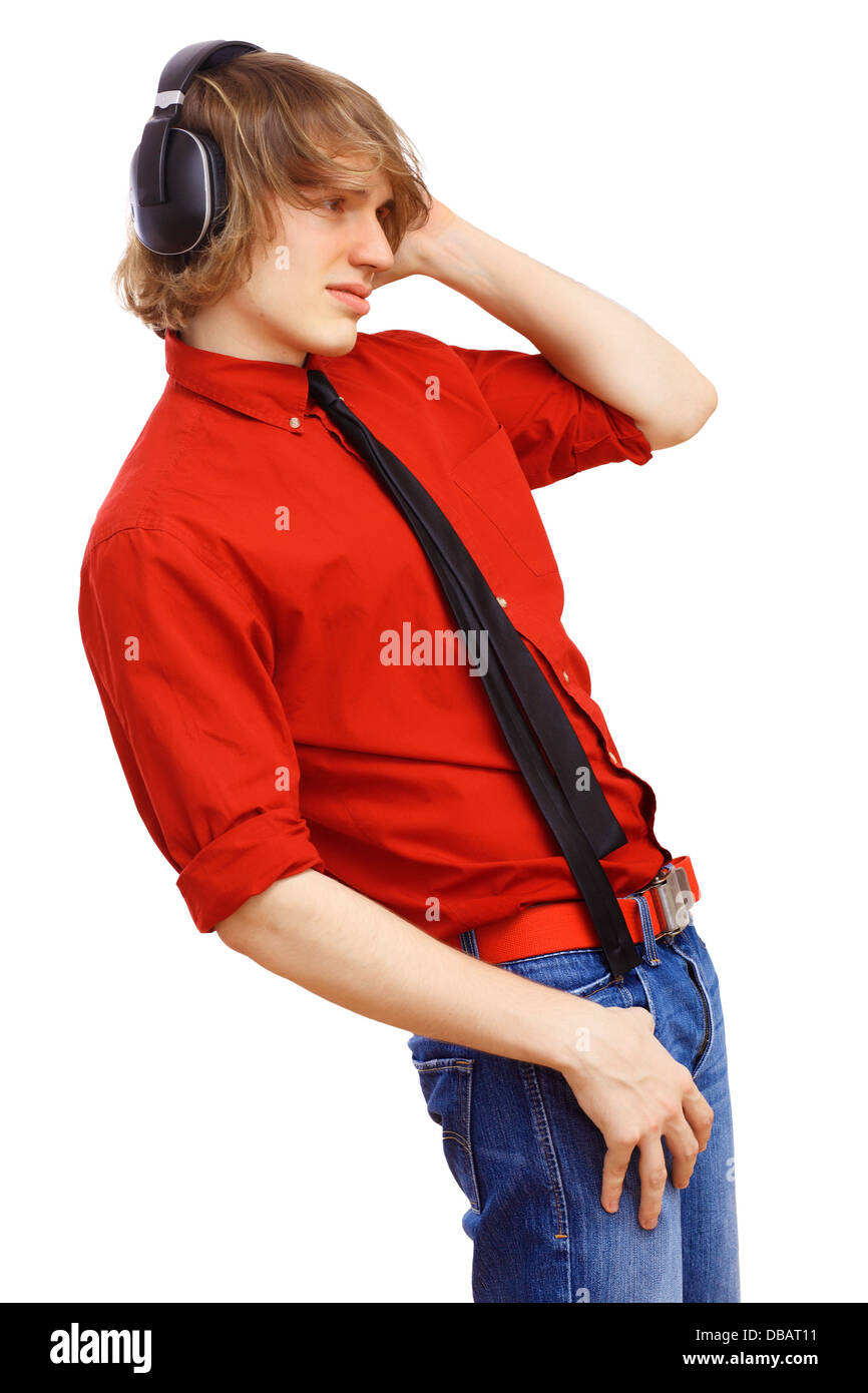 Happy smiling young man dancing Stock Photo - Alamy