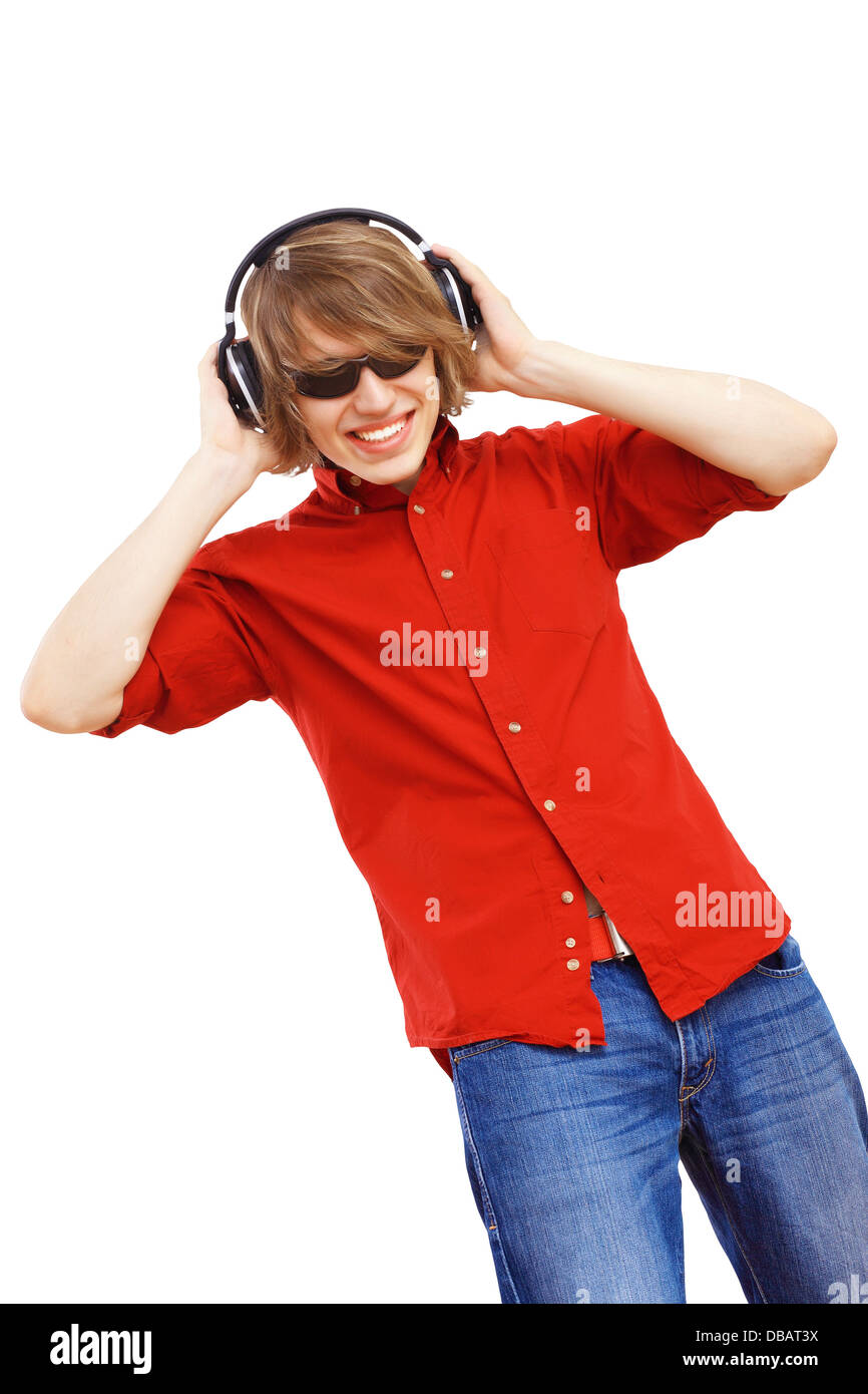 Happy smiling young man dancing Stock Photo - Alamy