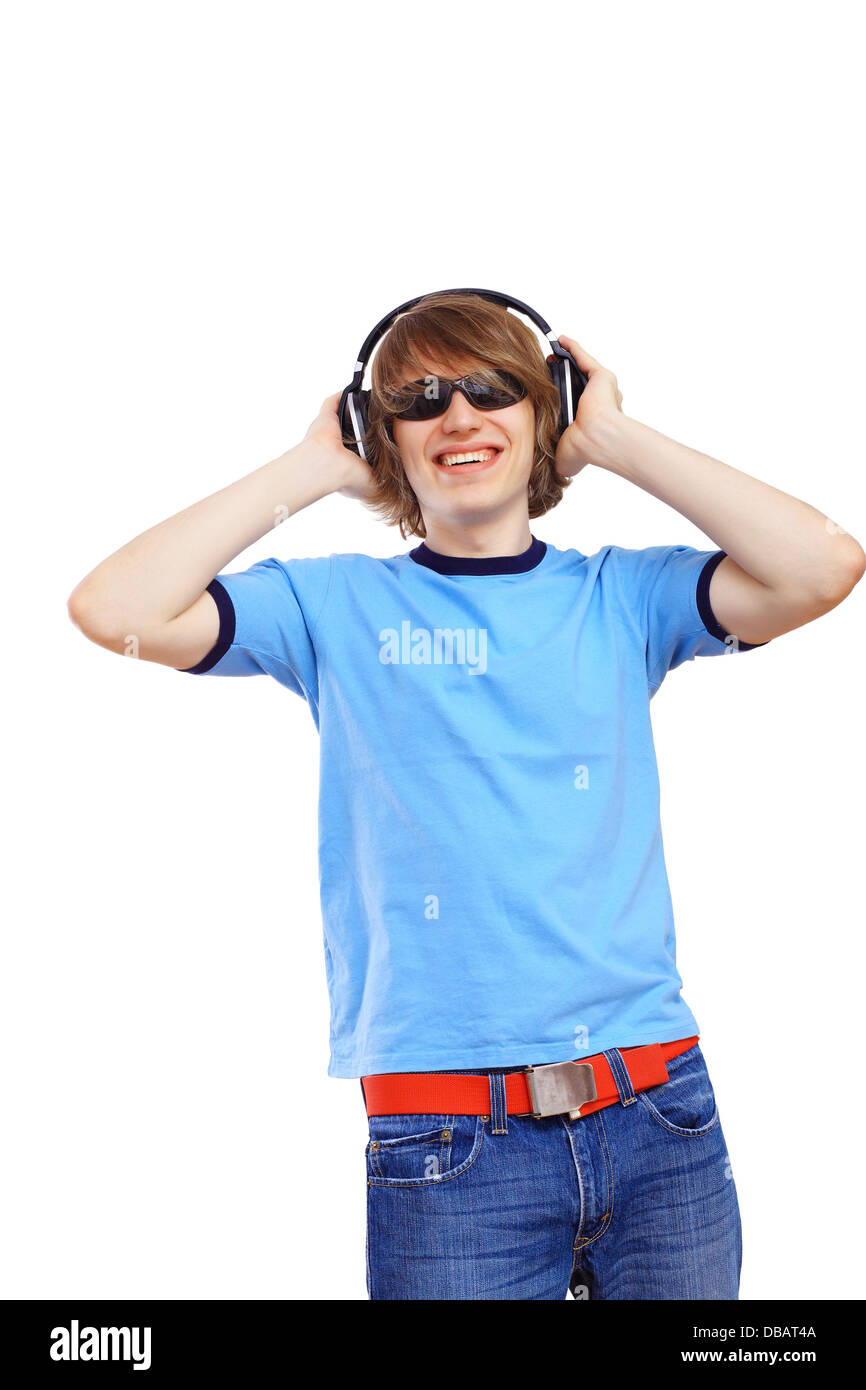 Happy smiling young man dancing Stock Photo - Alamy