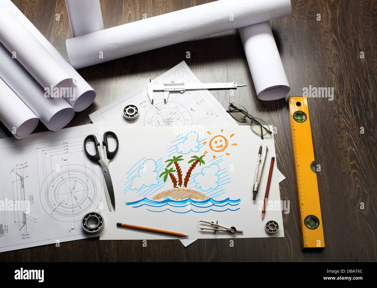 Picture of a tropical island on the table Stock Photo - Alamy