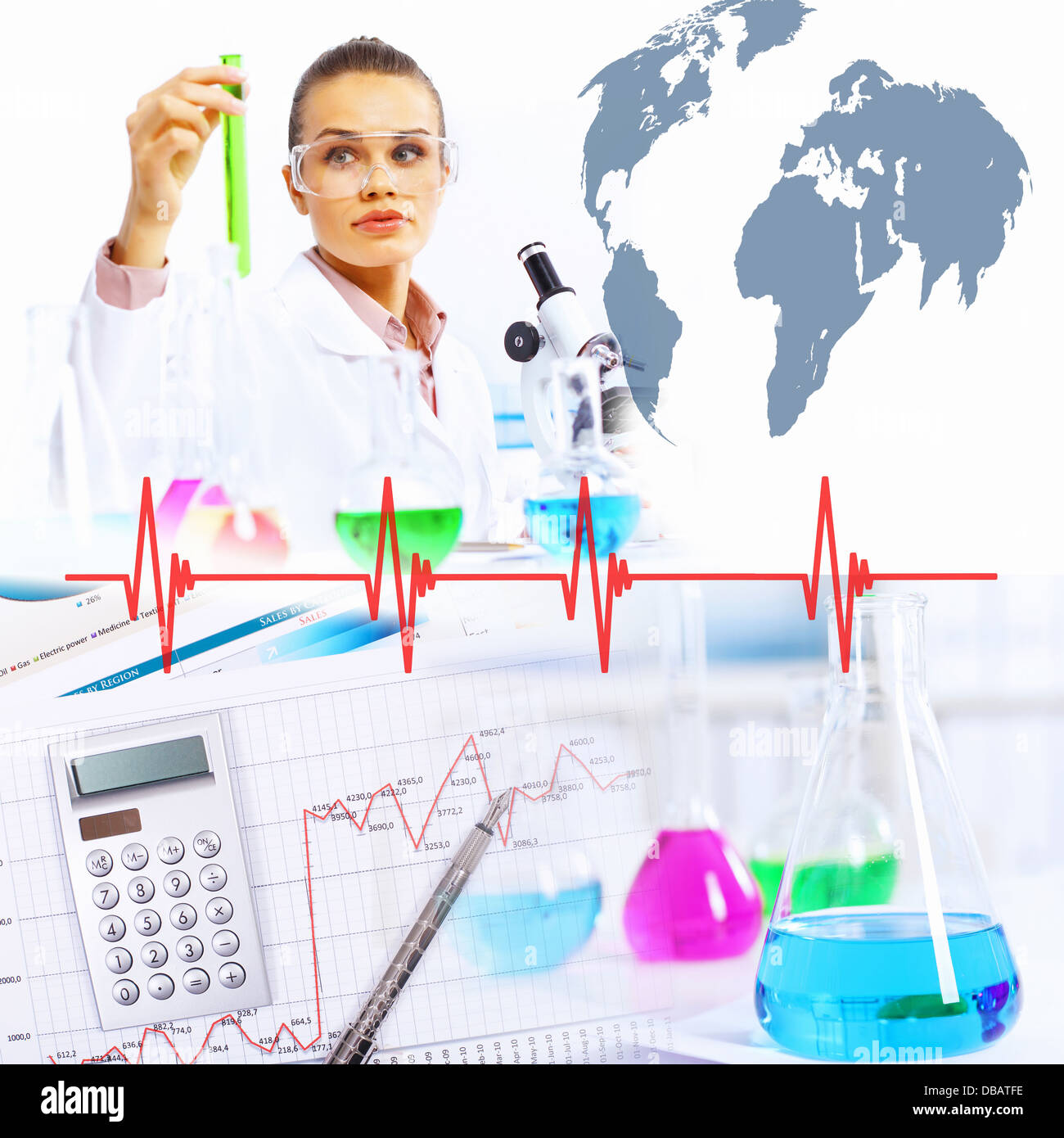 Collage with scientist in laboratory Stock Photo - Alamy