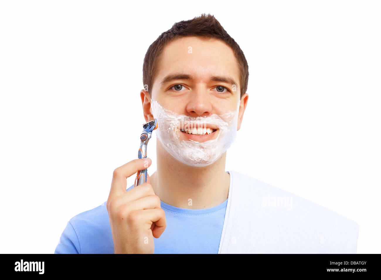 Young man at home shaving himself Stock Photo - Alamy