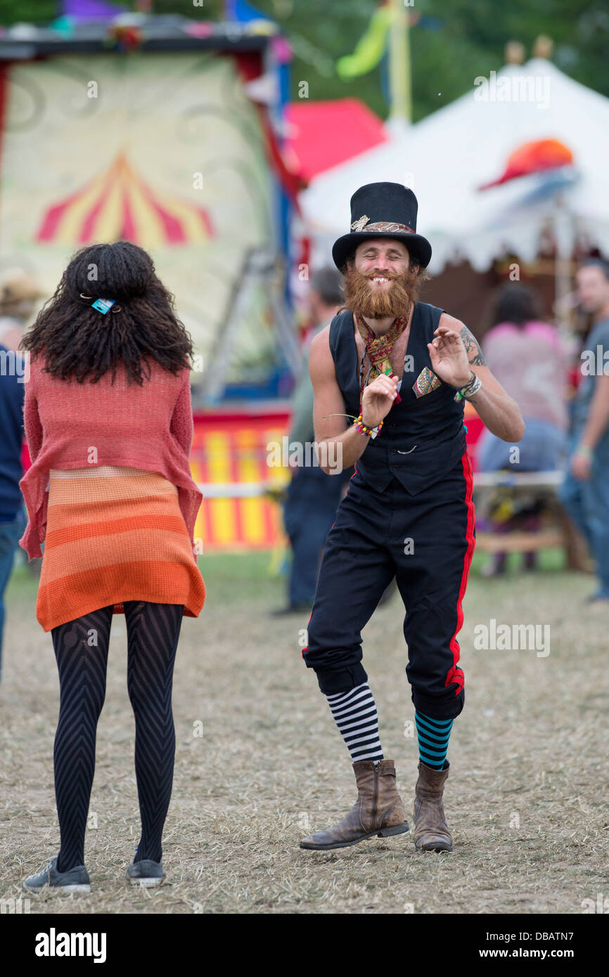 Glastonbury Festival 2013 UK Man dancing near the Avalon Stage Stock ...