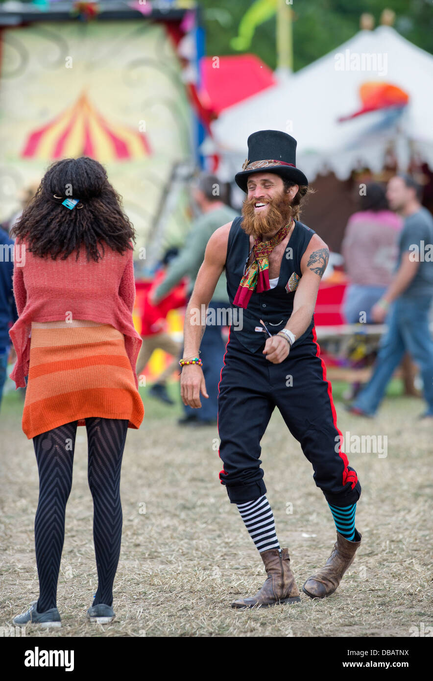 Glastonbury Festival 2013 UK Man dancing near the Avalon Stage Stock ...