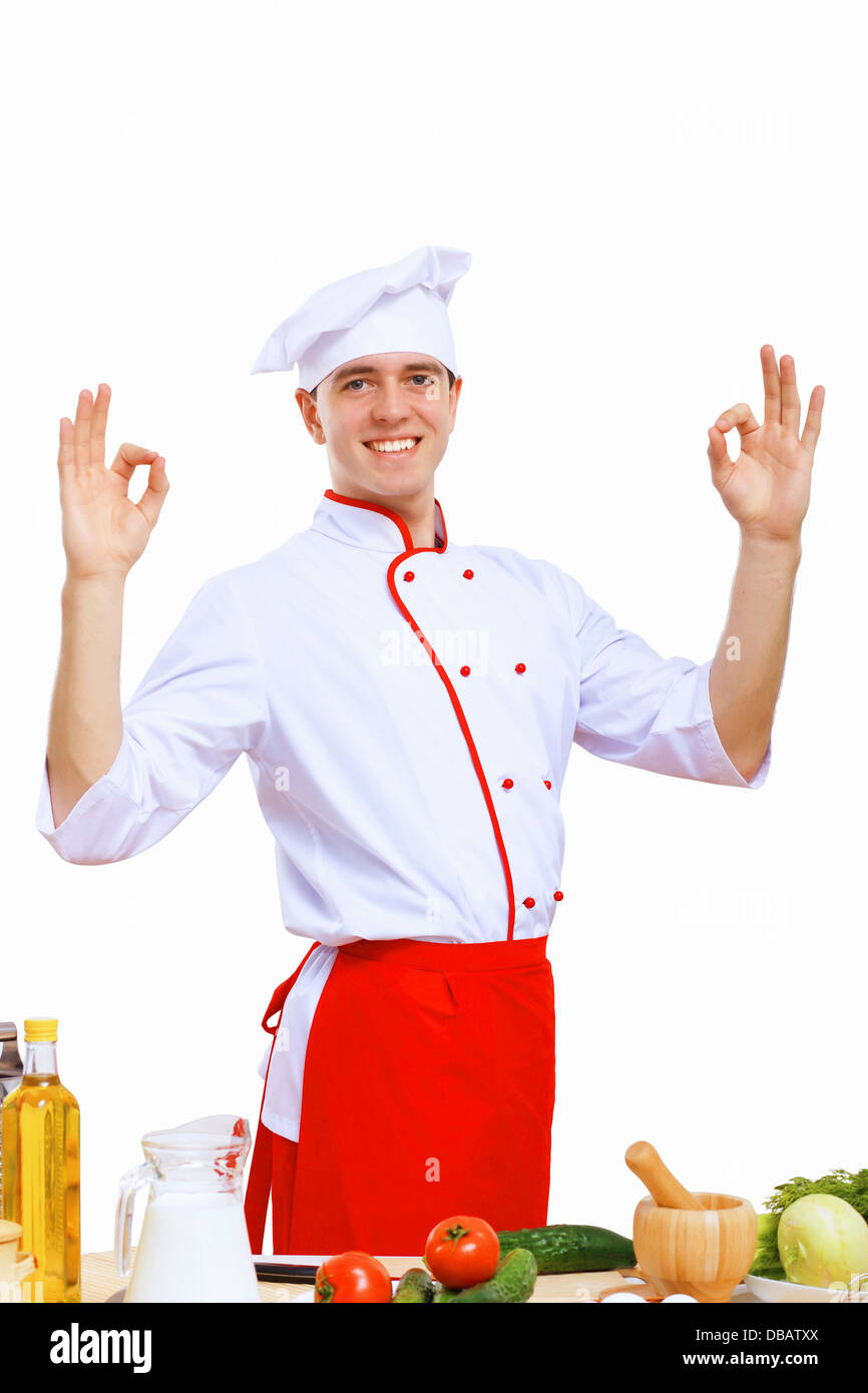Young cook preparing food Stock Photo - Alamy