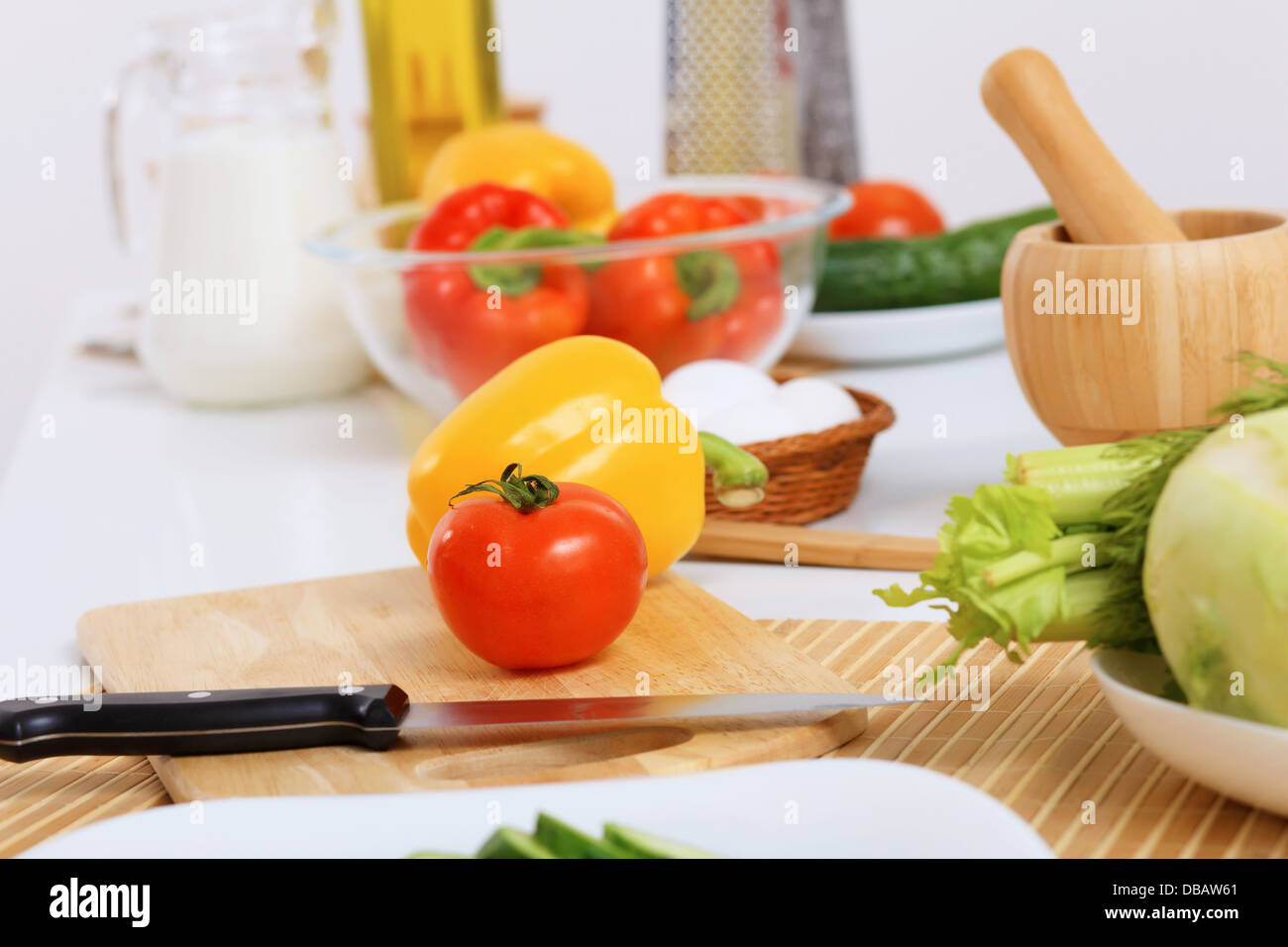 Fresh cut vegetables Stock Photo - Alamy