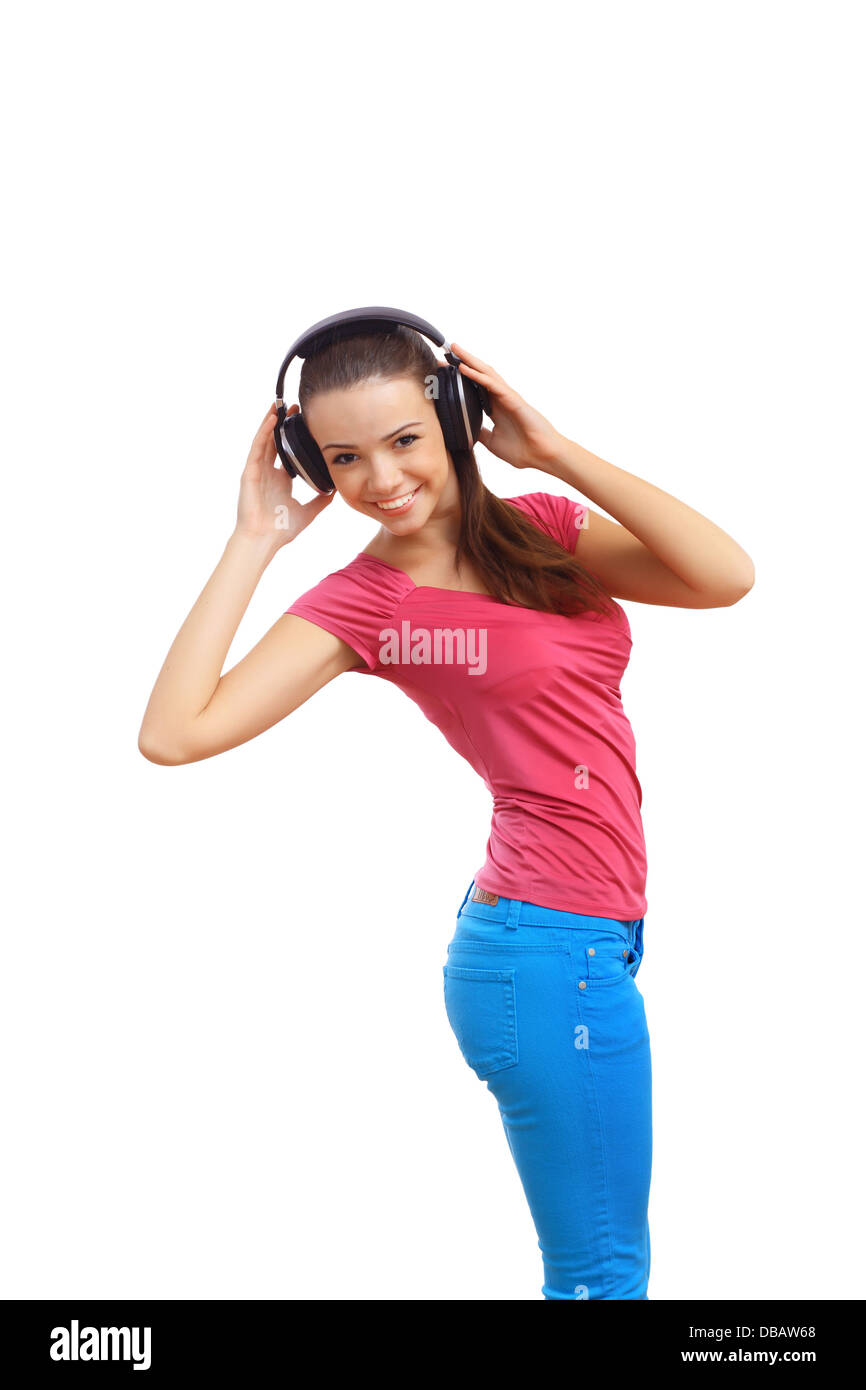 Happy smiling girl dancing Stock Photo - Alamy