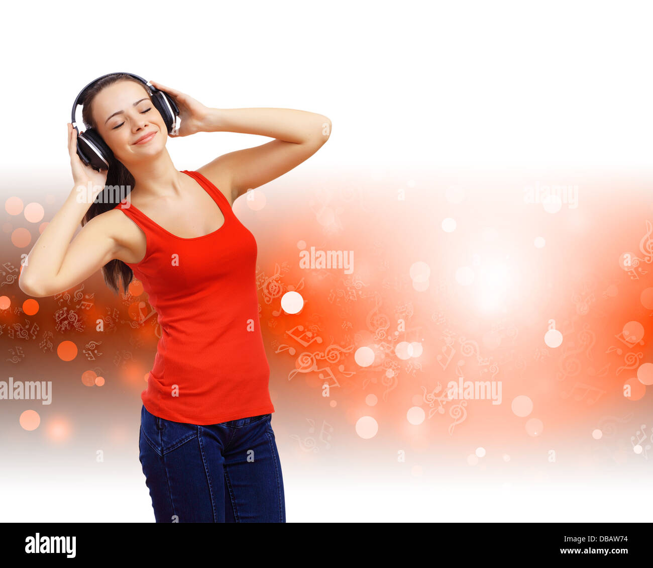 Happy smiling girl dancing Stock Photo - Alamy