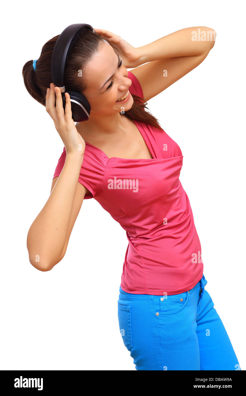 Happy smiling girl dancing Stock Photo - Alamy