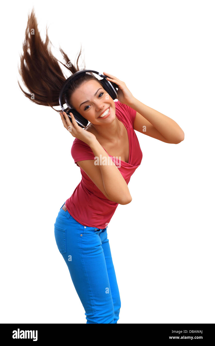 Happy smiling girl dancing Stock Photo - Alamy