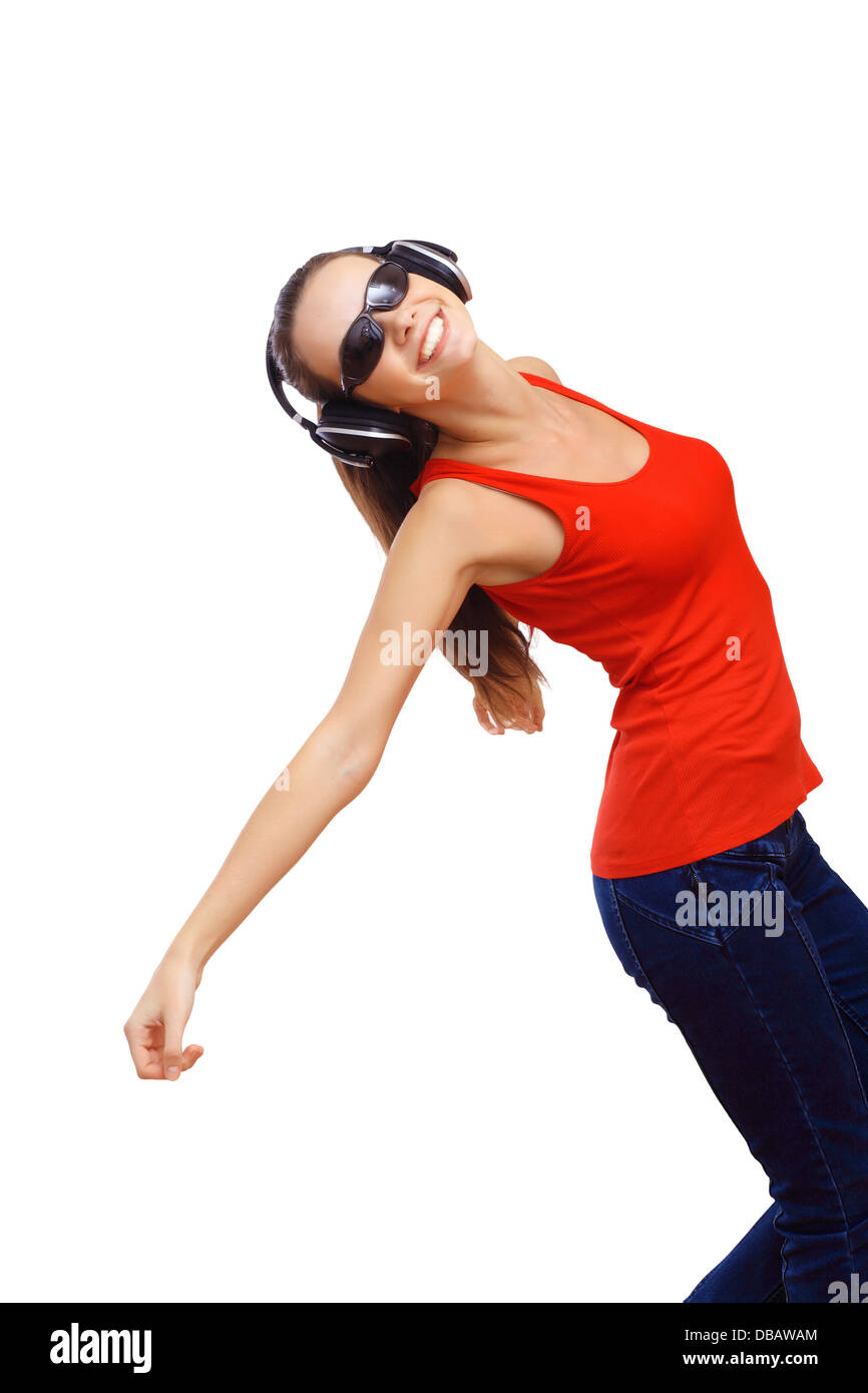 Happy smiling girl dancing Stock Photo - Alamy