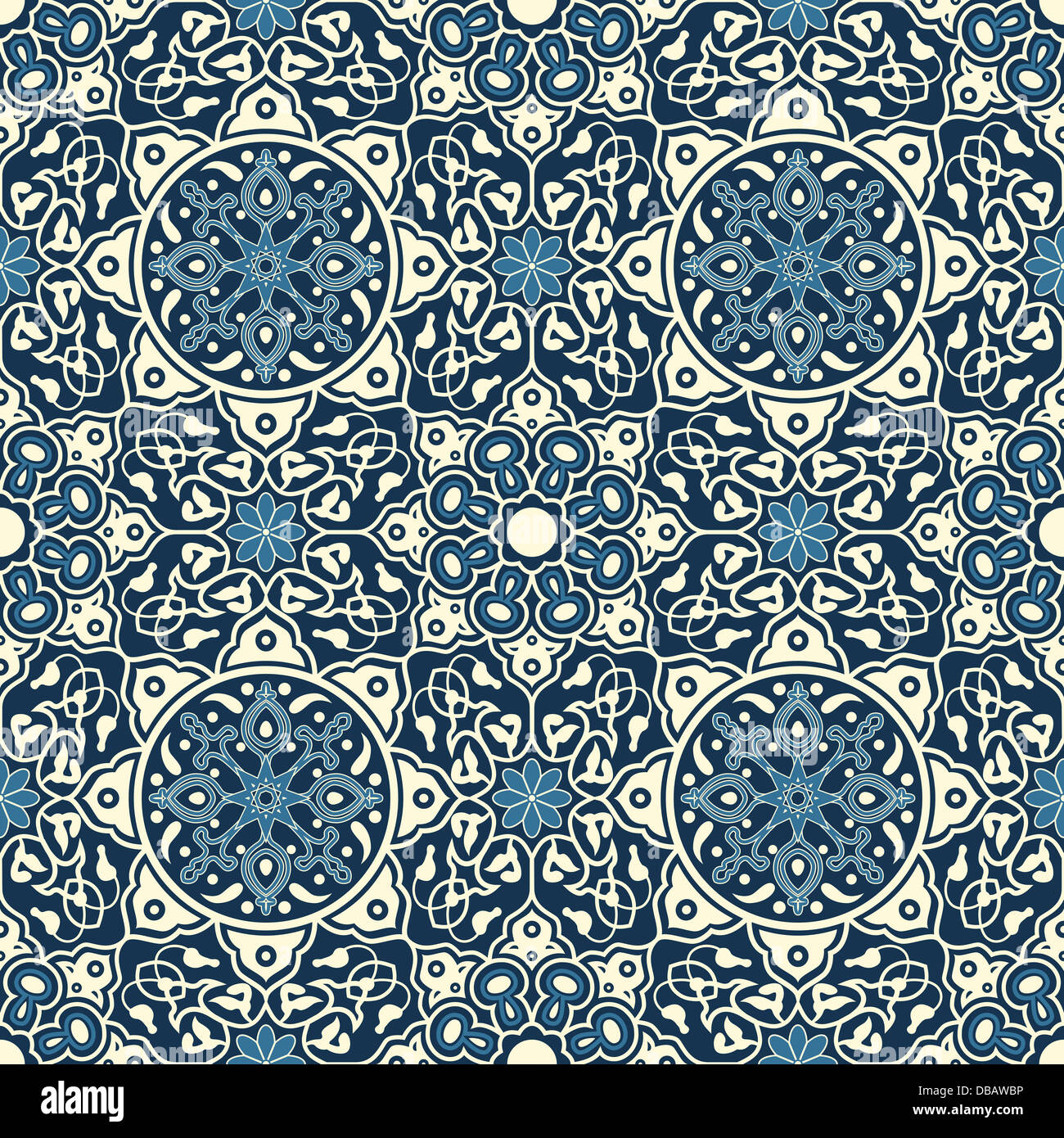 Arabesque seamless pattern in blue and white Stock Photo - Alamy