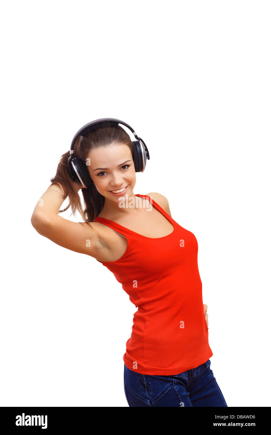 Happy smiling girl dancing Stock Photo - Alamy