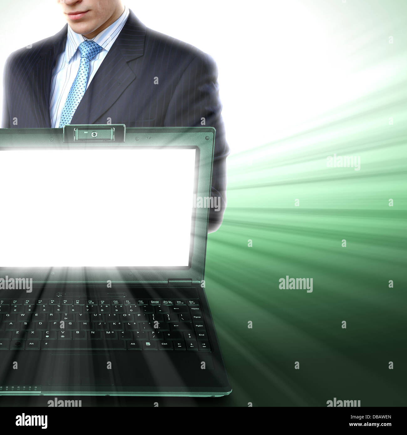 Image of notebook with shining screen Stock Photo - Alamy