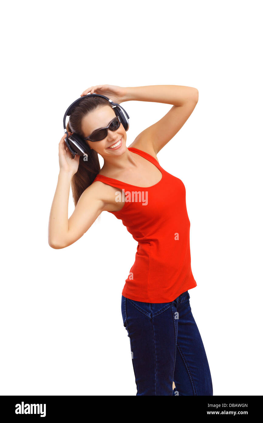 Happy smiling girl dancing Stock Photo - Alamy