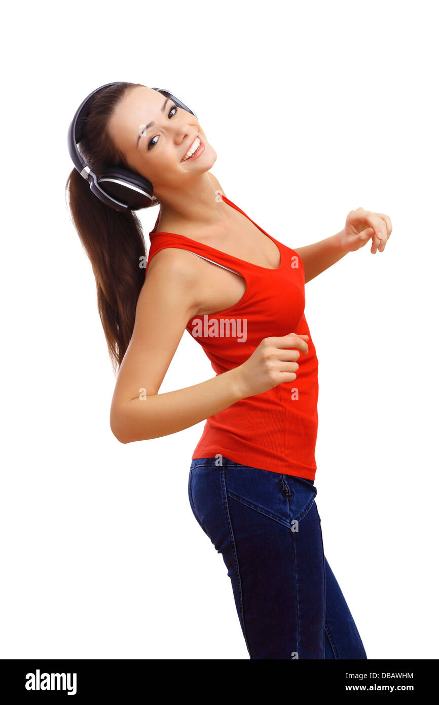 Happy smiling girl dancing Stock Photo - Alamy