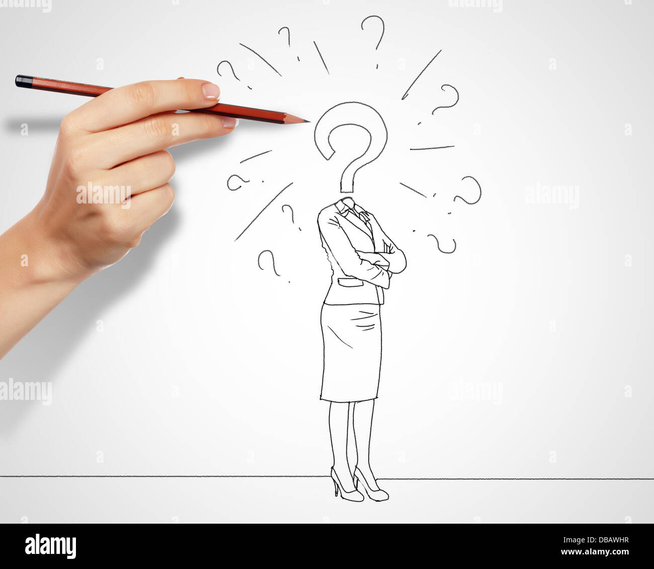 Questions and challenges in business drawing Stock Photo - Alamy