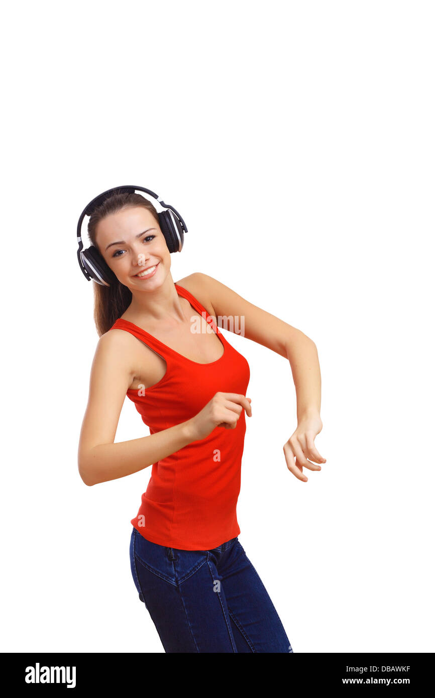 Happy smiling girl dancing Stock Photo - Alamy