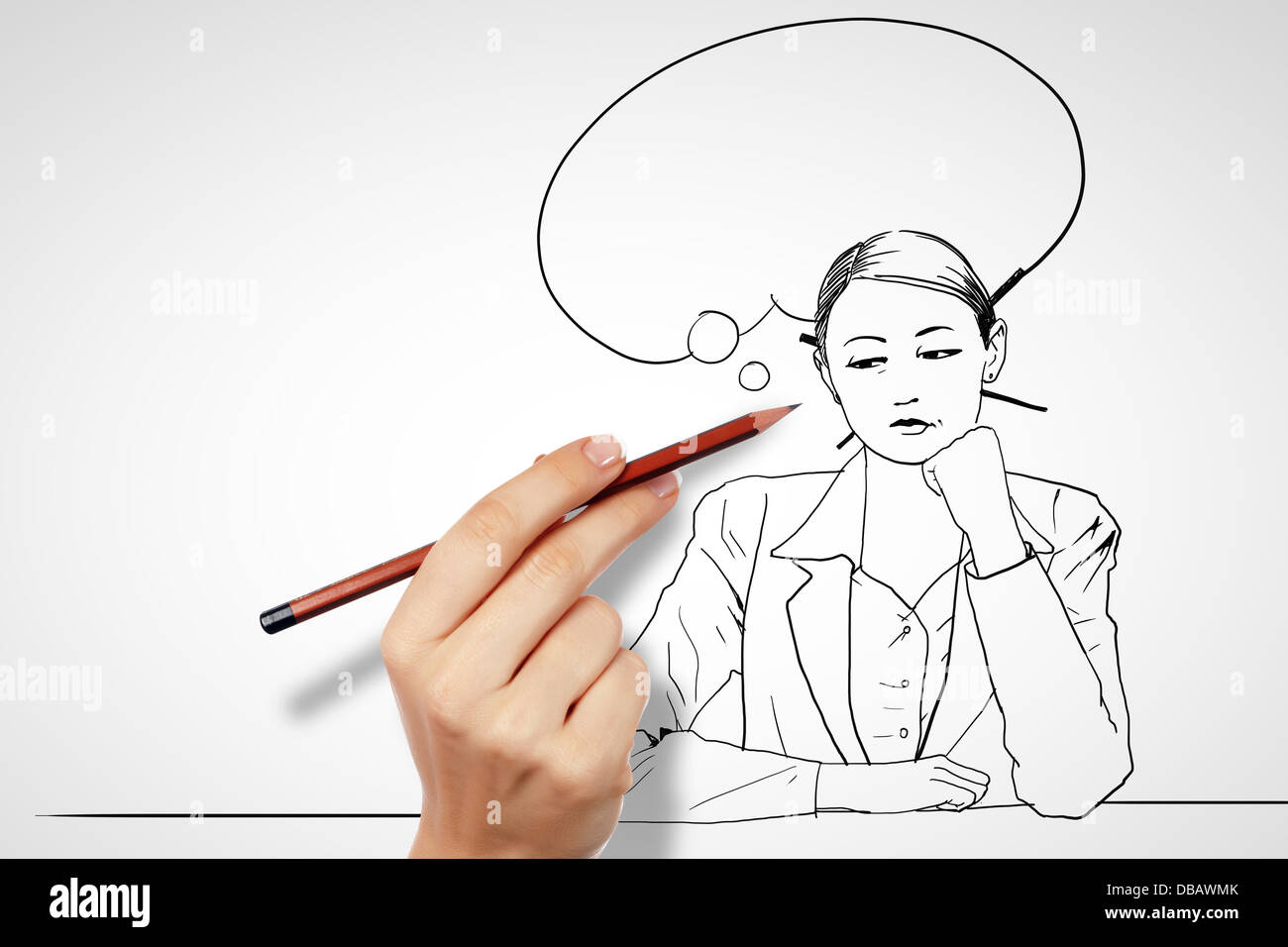 Questions and challenges in business drawing Stock Photo - Alamy