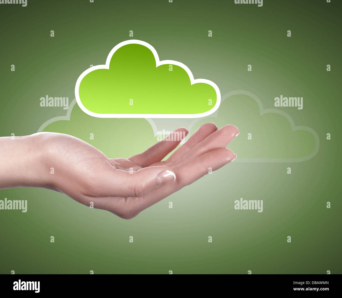 Hand with cloud computing symbol Stock Photo - Alamy