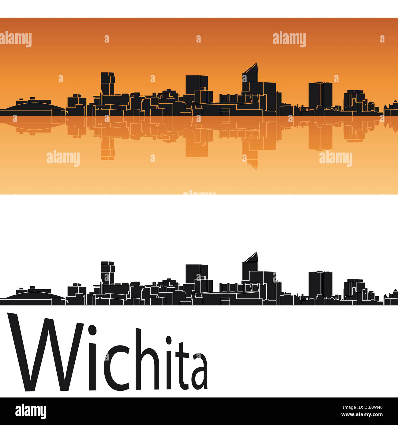 Wichita skyline in orange background Stock Photo - Alamy