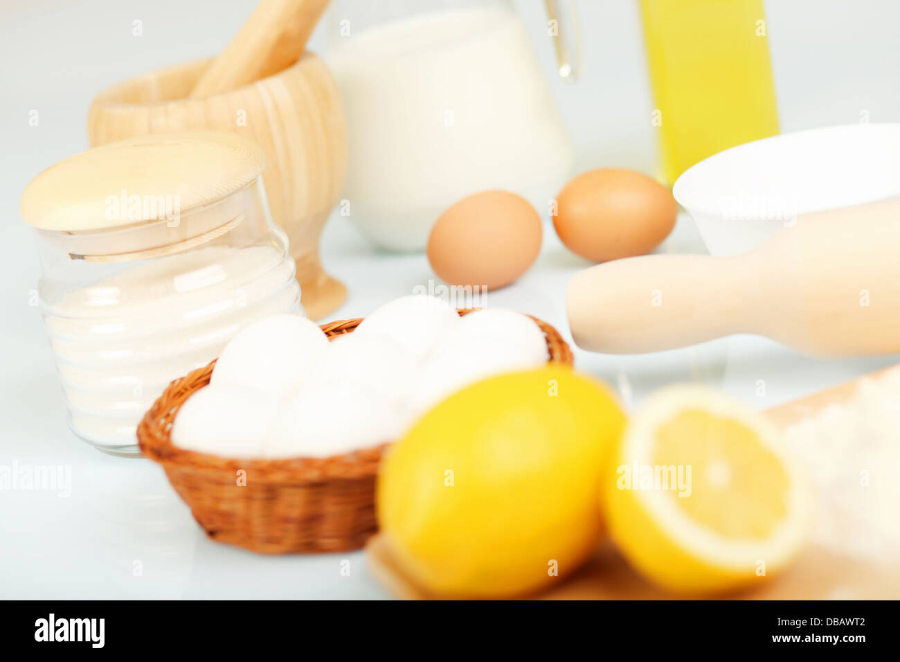 Different products to make bread Stock Photo - Alamy