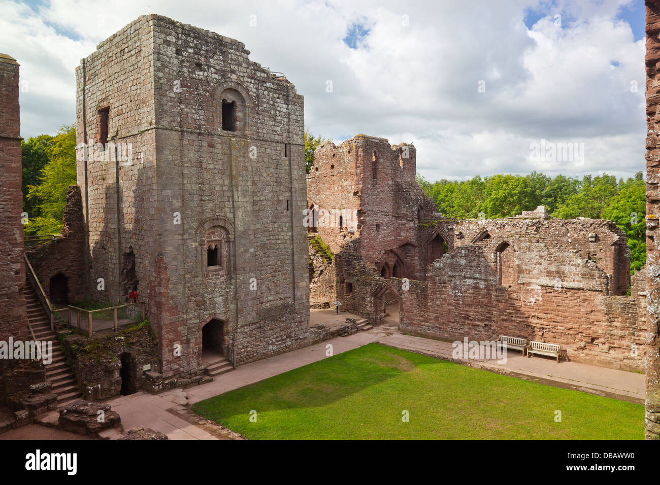 The Keep in Goodrich Castle ruins, Herefordshire, England, UK Stock ...