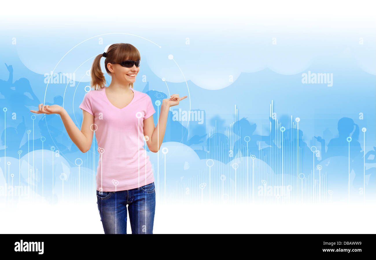 Happy smiling girl dancing Stock Photo - Alamy