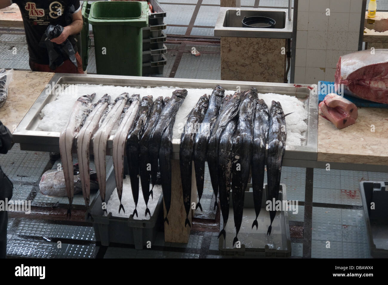 Locally caught scabbard fish in Funchal Fish Market On the island of ...