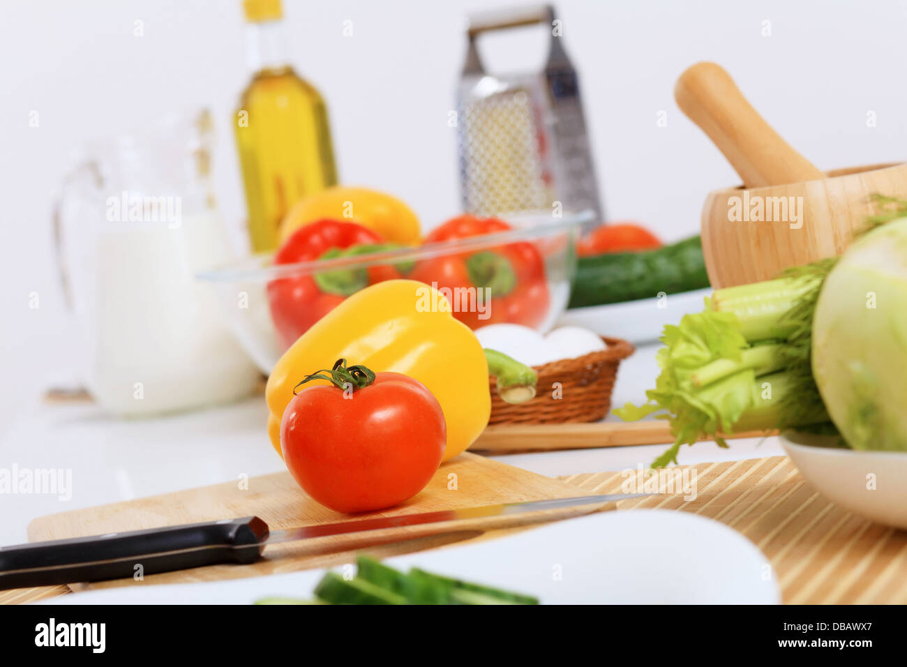 Fresh cut vegetables Stock Photo - Alamy