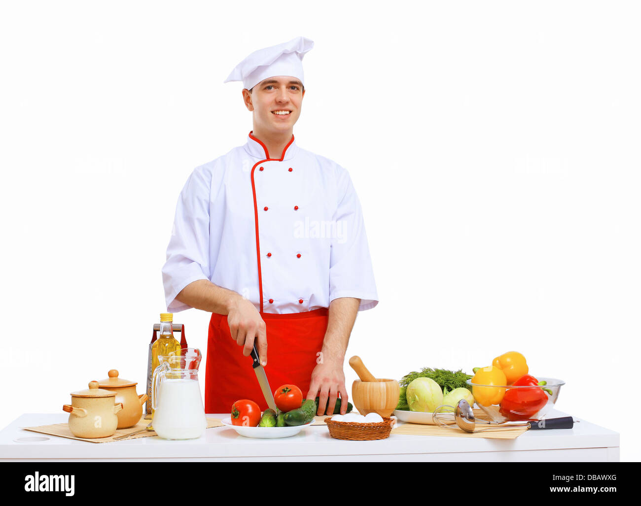 Young cook preparing food Stock Photo - Alamy