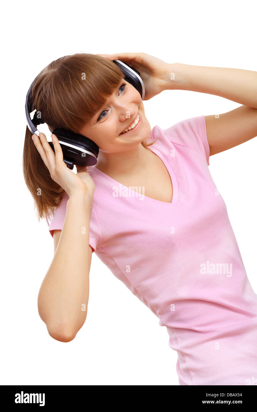 Happy smiling girl dancing Stock Photo - Alamy