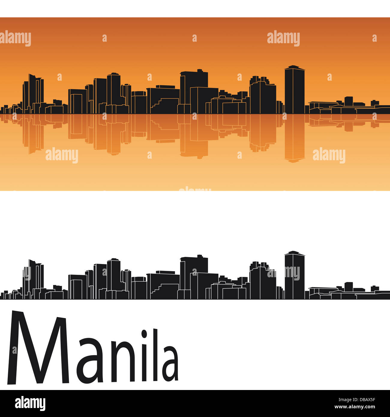Manila skyline in orange background Stock Photo - Alamy