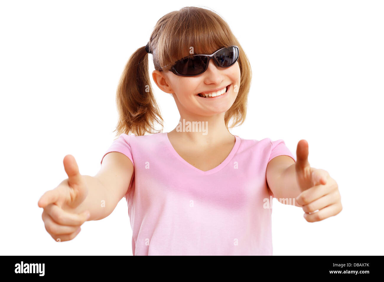 Happy smiling girl dancing Stock Photo - Alamy