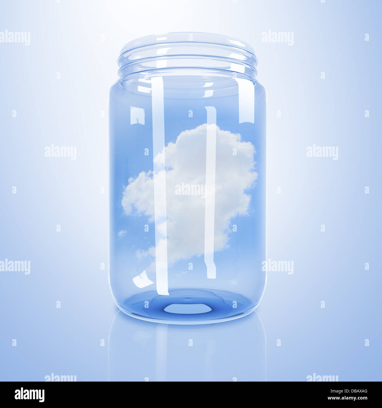 Blue sky inside a glass jar Stock Photo - Alamy