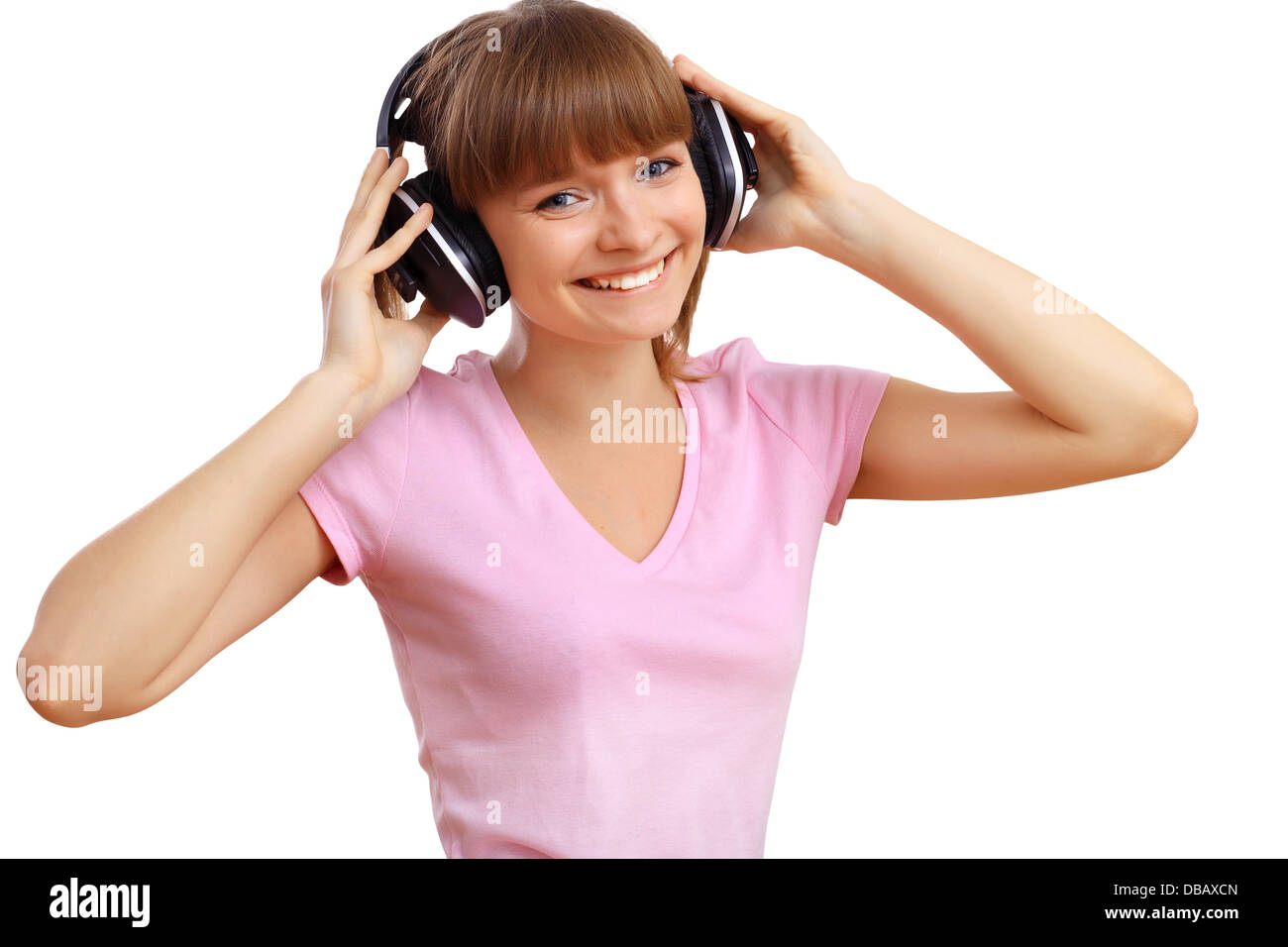 Happy smiling girl dancing Stock Photo - Alamy
