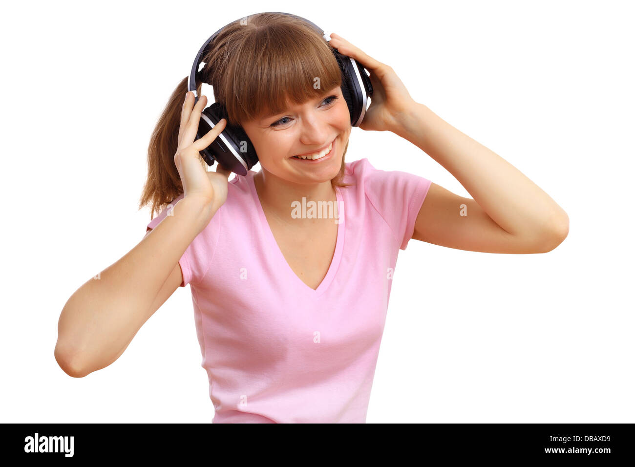 Happy smiling girl dancing Stock Photo - Alamy