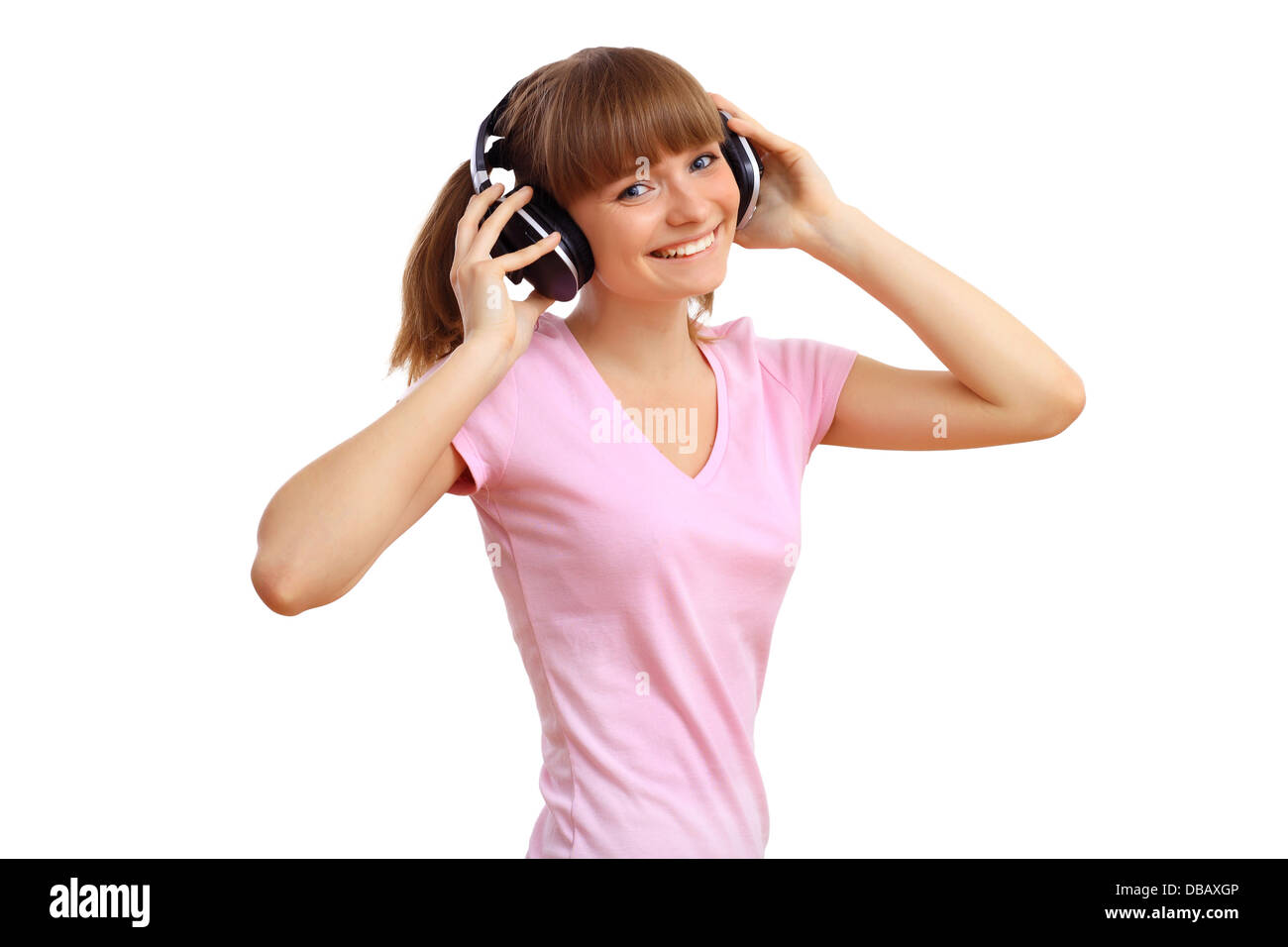Happy smiling girl dancing Stock Photo - Alamy