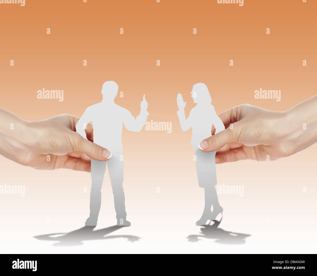Man and woman having dispute Stock Photo - Alamy