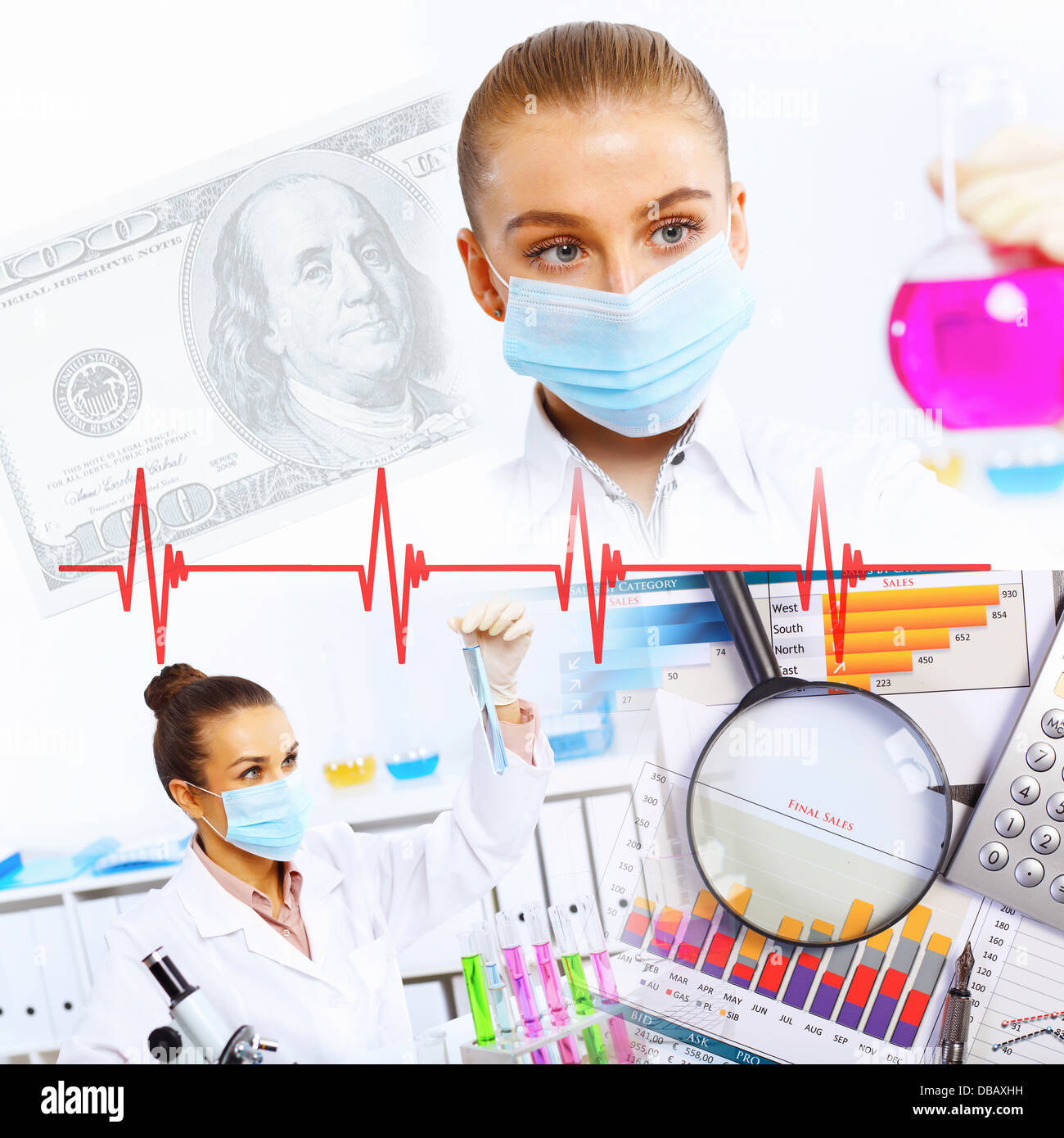 Collage with scientist in laboratory Stock Photo - Alamy