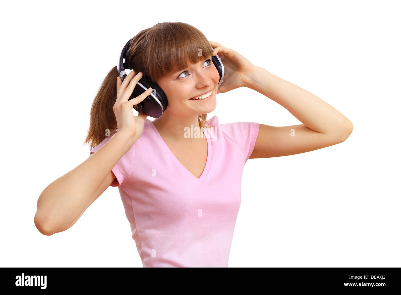 Happy smiling girl dancing Stock Photo - Alamy