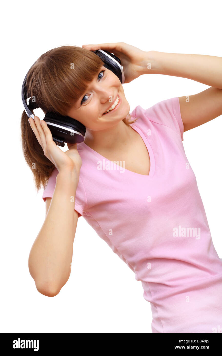 Happy smiling girl dancing Stock Photo - Alamy