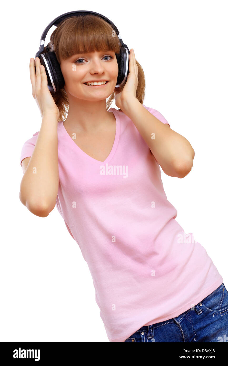 Happy smiling girl dancing Stock Photo - Alamy