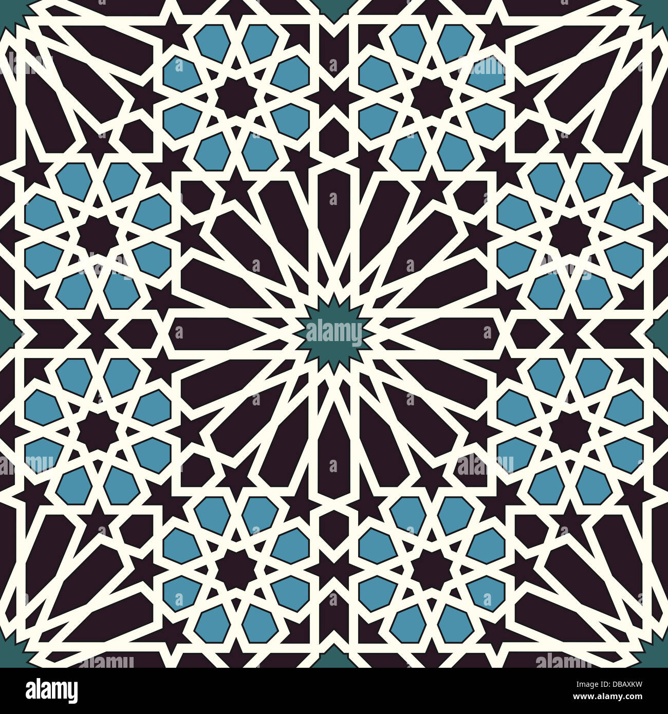 Arabesque seamless pattern in blue and black Stock Photo - Alamy